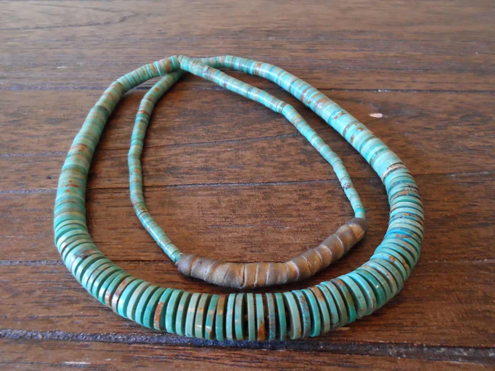 Vintage Turquoise Disc Beaded Necklace - Etsy
