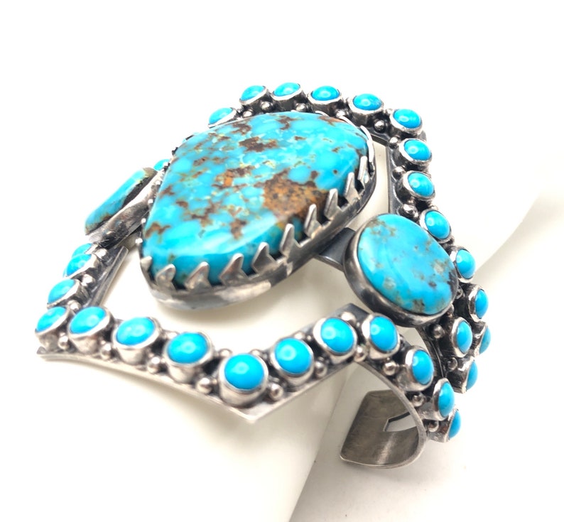 SHOWSTOPPER! Jerry Cowboy Snake Eye Turquoise and Sterling Silver Cuff ...