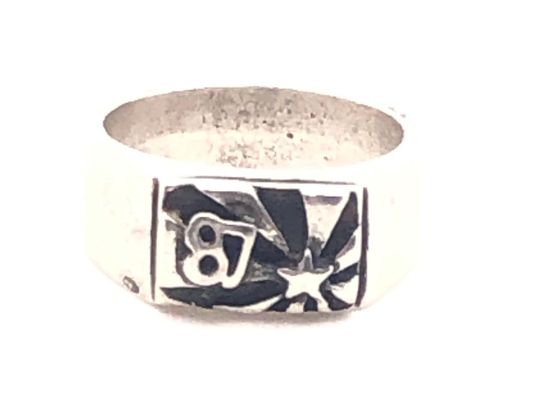 Danny Romero Yaqui Sterling Silver “87” Ring With Arizona Flag Size 6-1 ...