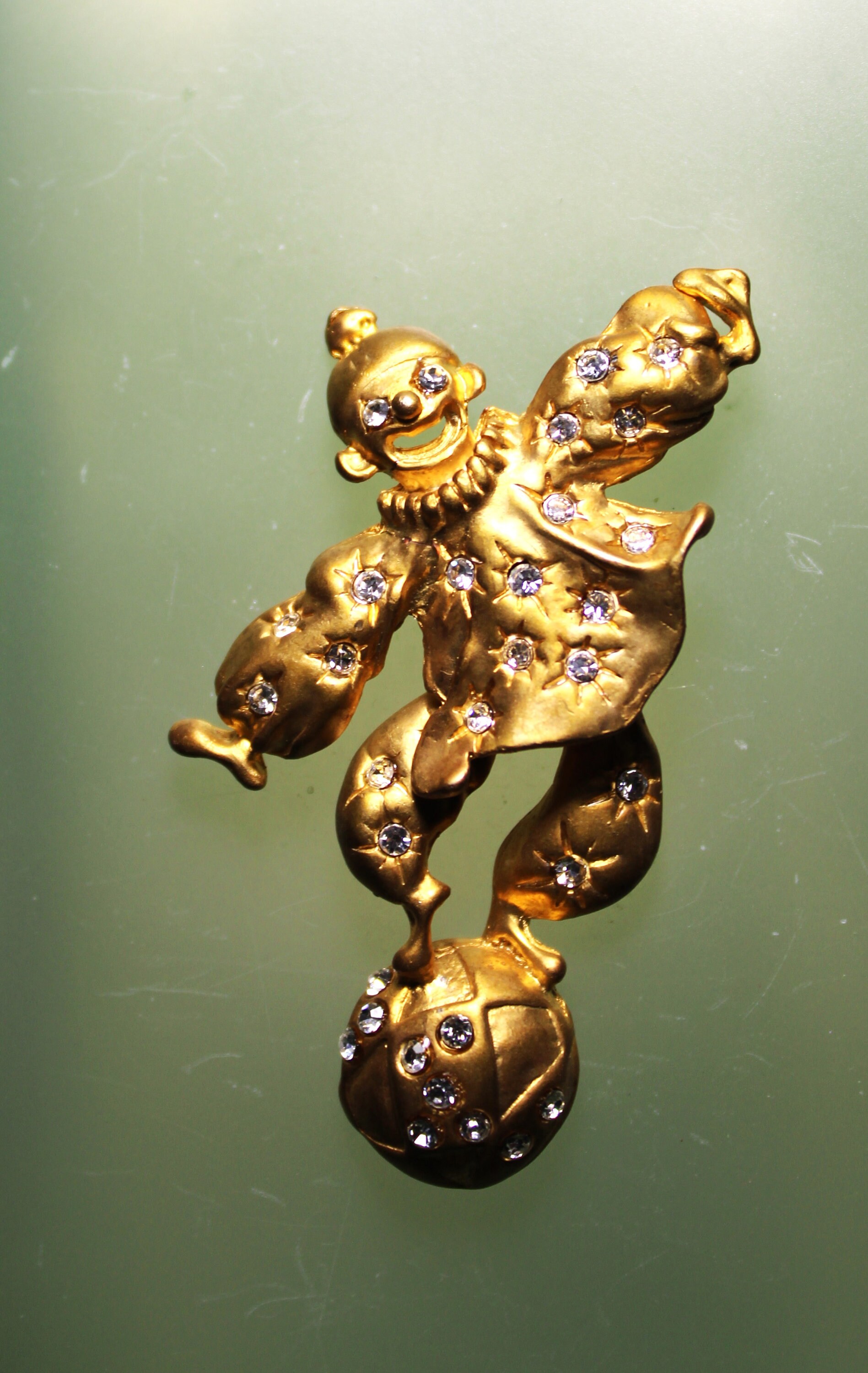 Vintage Articulating Clown Brooch With Rhinestones - Etsy
