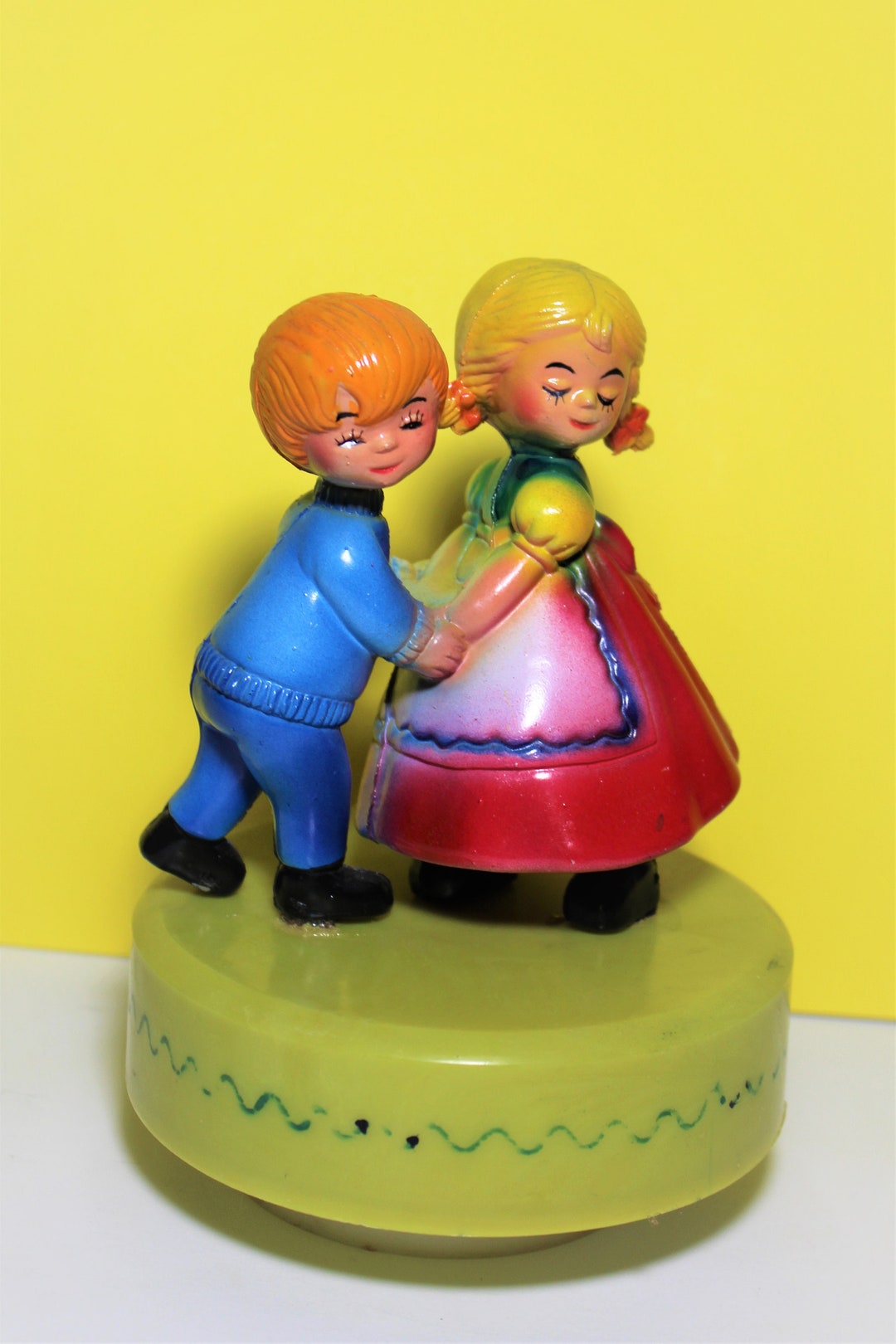 Vintage Rotating Musical Box Dancing Boy and Girl Figurine - Etsy