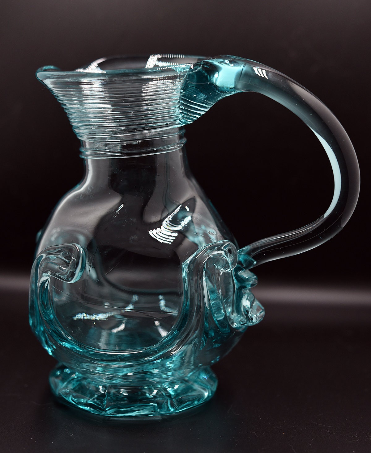 Vintage Liberty Village Hand Blown Art Glass Pitcher - Etsy