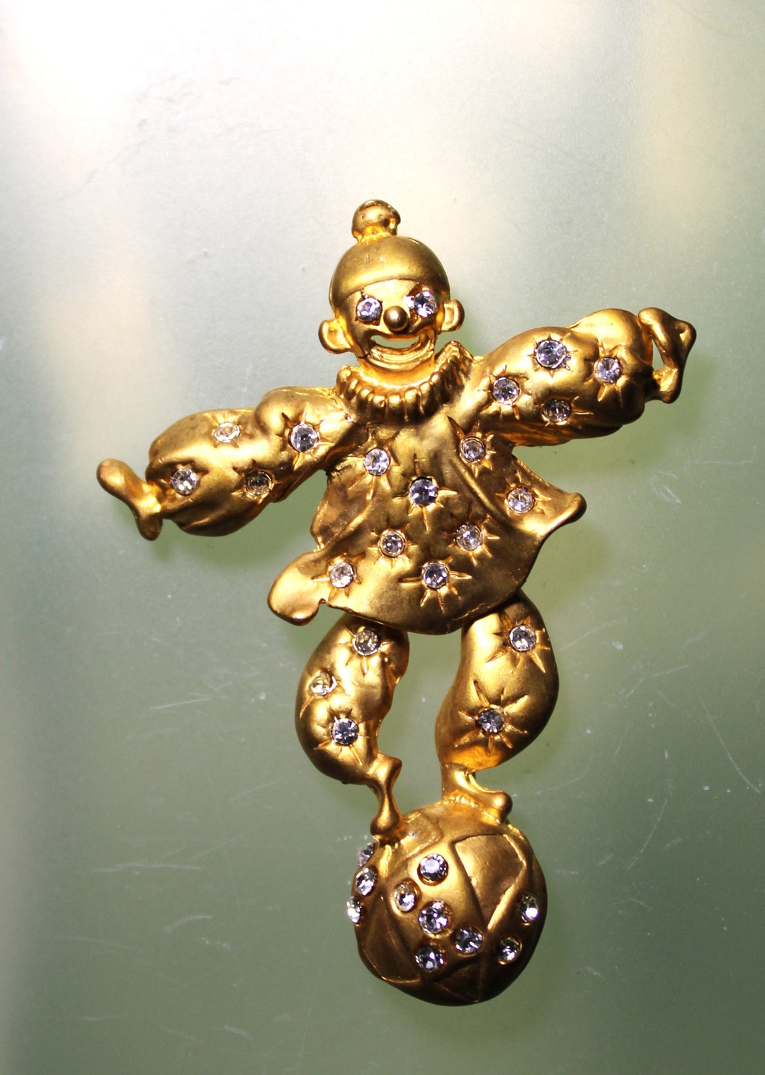 Vintage Articulating Clown Brooch With Rhinestones - Etsy