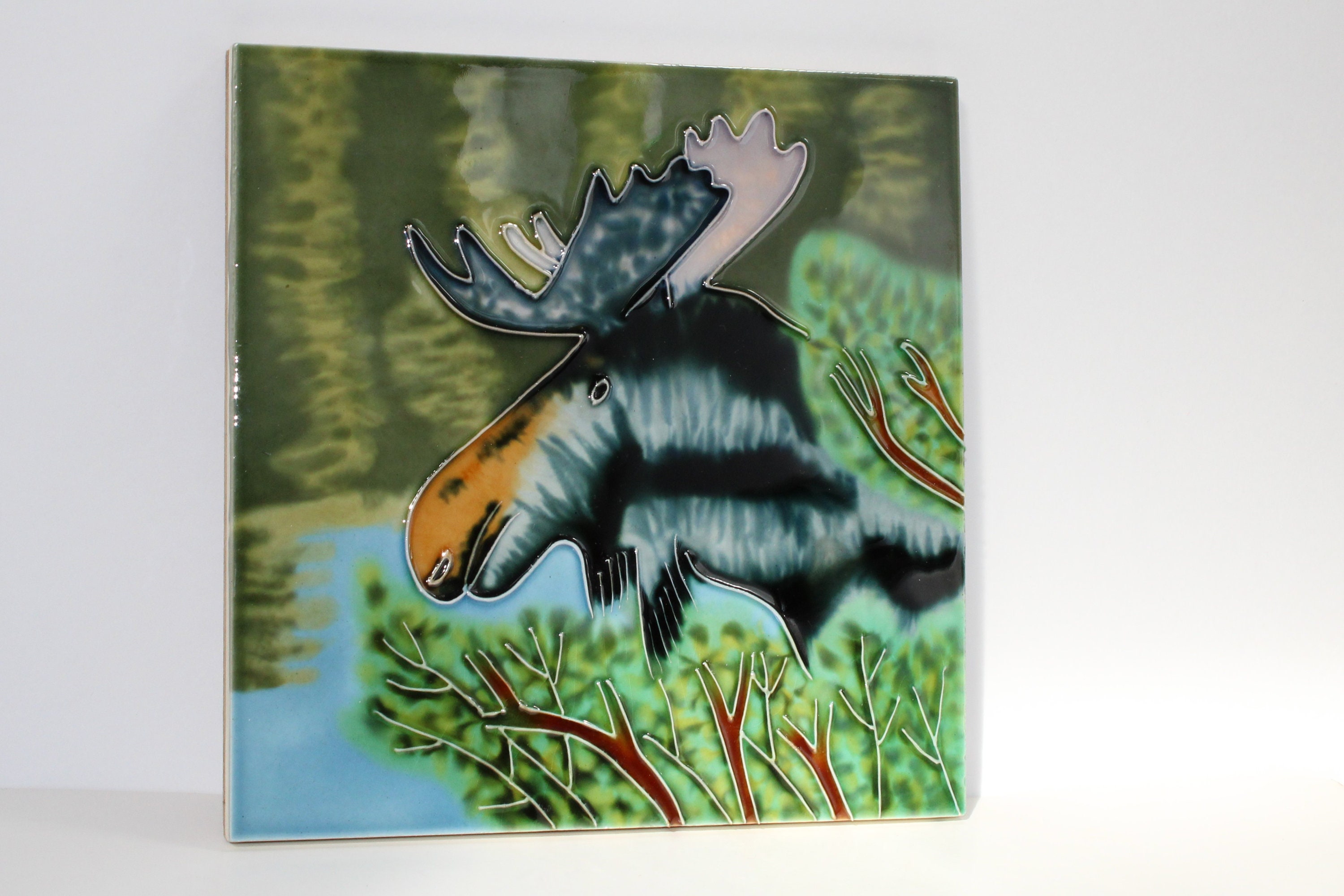 Moose Ceramic Art Tile Vintage Nature Tile - Etsy