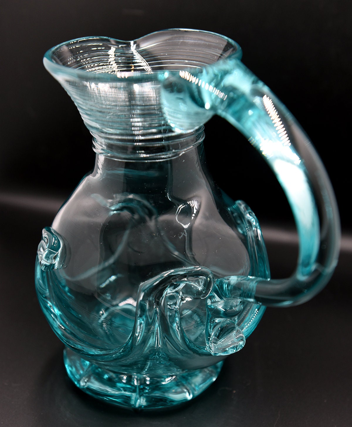 Vintage Liberty Village Hand Blown Art Glass Pitcher - Etsy