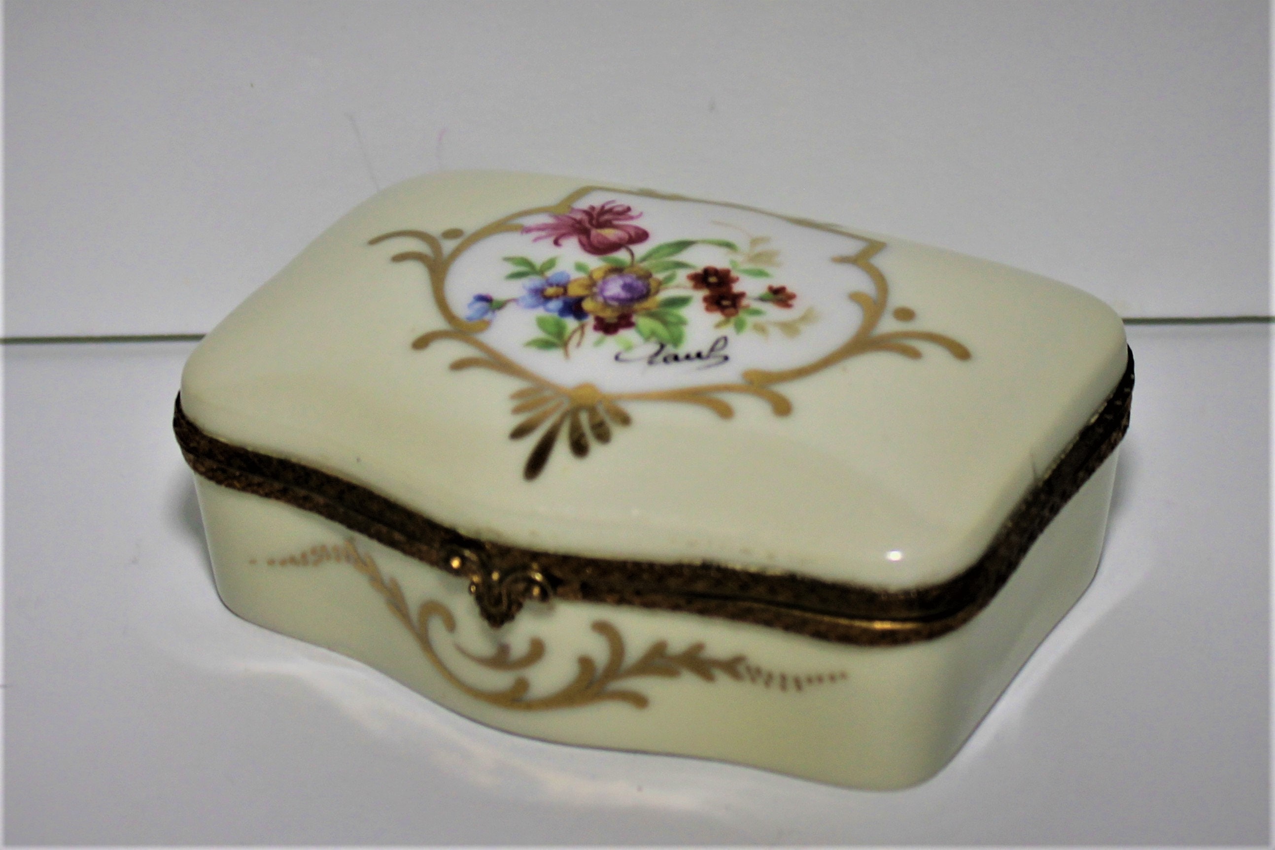 Antique French Limoges Signed Hand Painted Hinged Trinket Box - Etsy