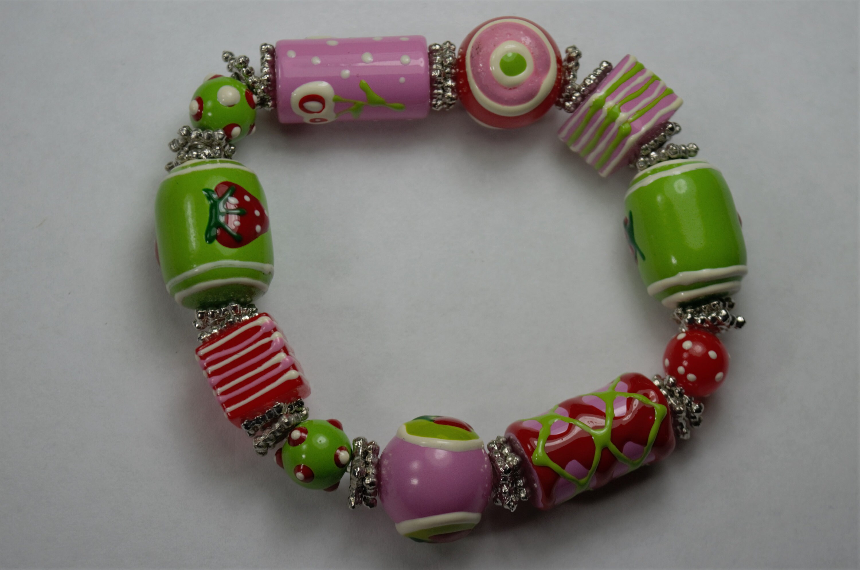 Vintage Ceramic Multi-color Beads Bracelet Hand Painted - Etsy