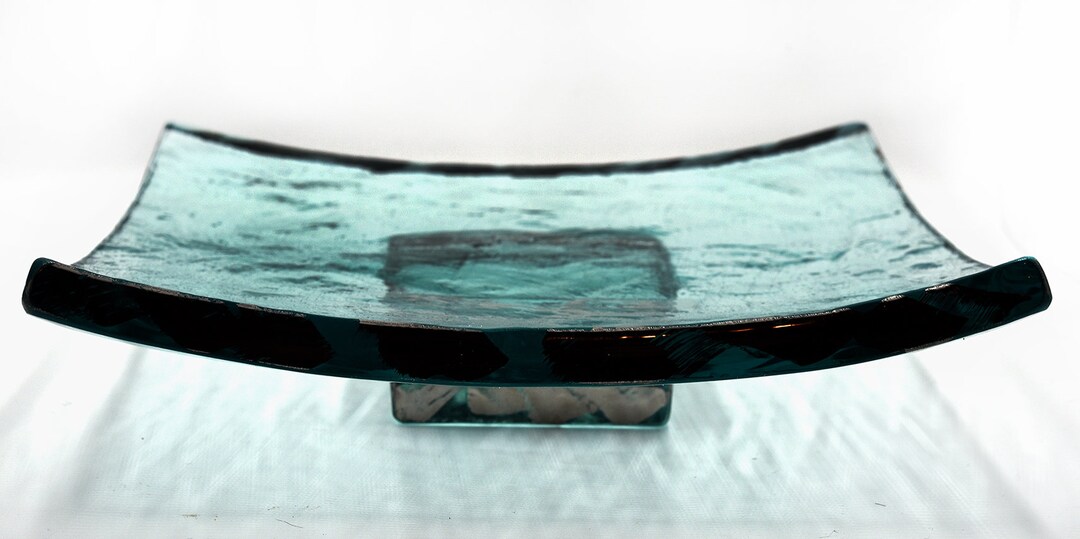 Vintage Annieglass Square Slab With Pedestal - Etsy