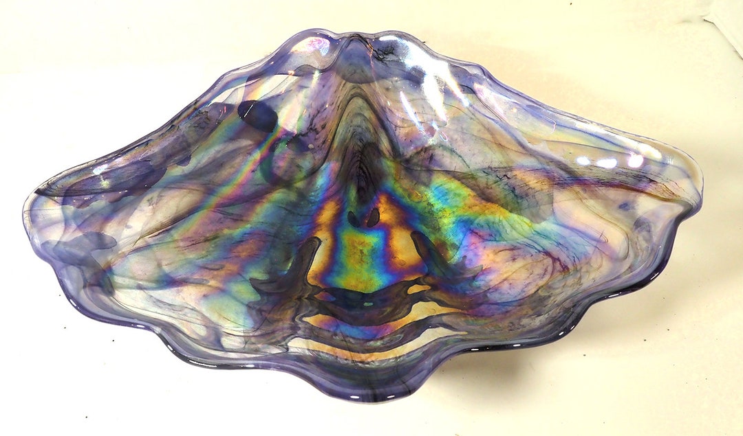 Vintage Iridescent Carnival Glass Ocean Clam Shell Bowl - Etsy