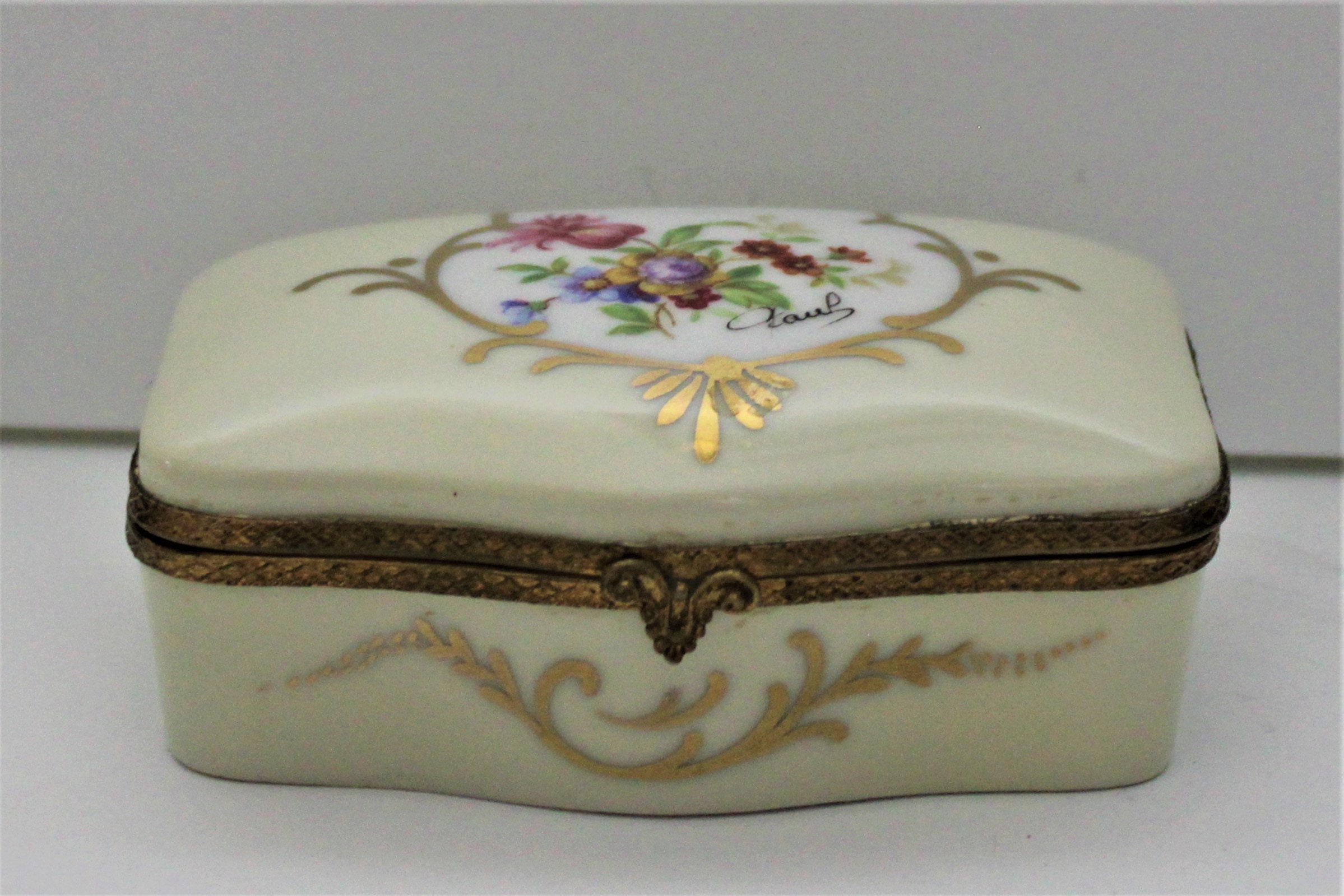 Antique French Limoges Signed Hand Painted Hinged Trinket Box - Etsy