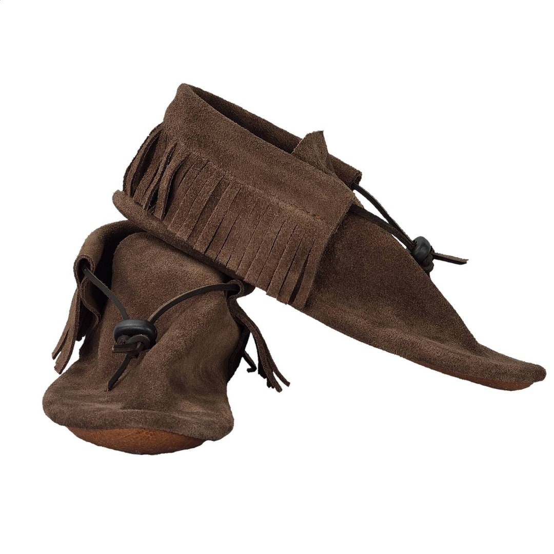 Frontier Fringed Moccasin Shoe for Men | Suede Leather Fringe Turnshoe ...