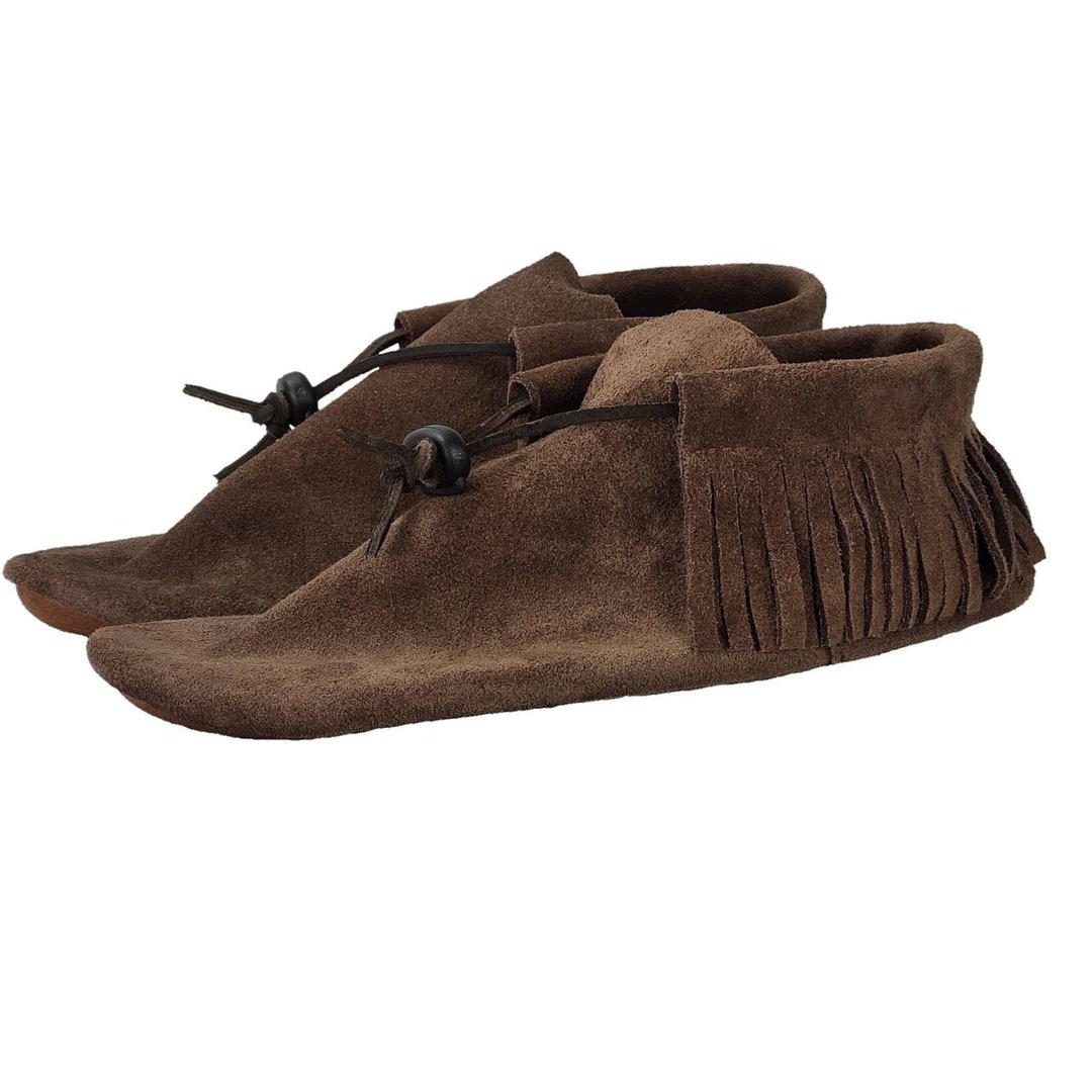 Frontier Fringed Moccasin Shoe for Women | Suede Leather Fringe ...