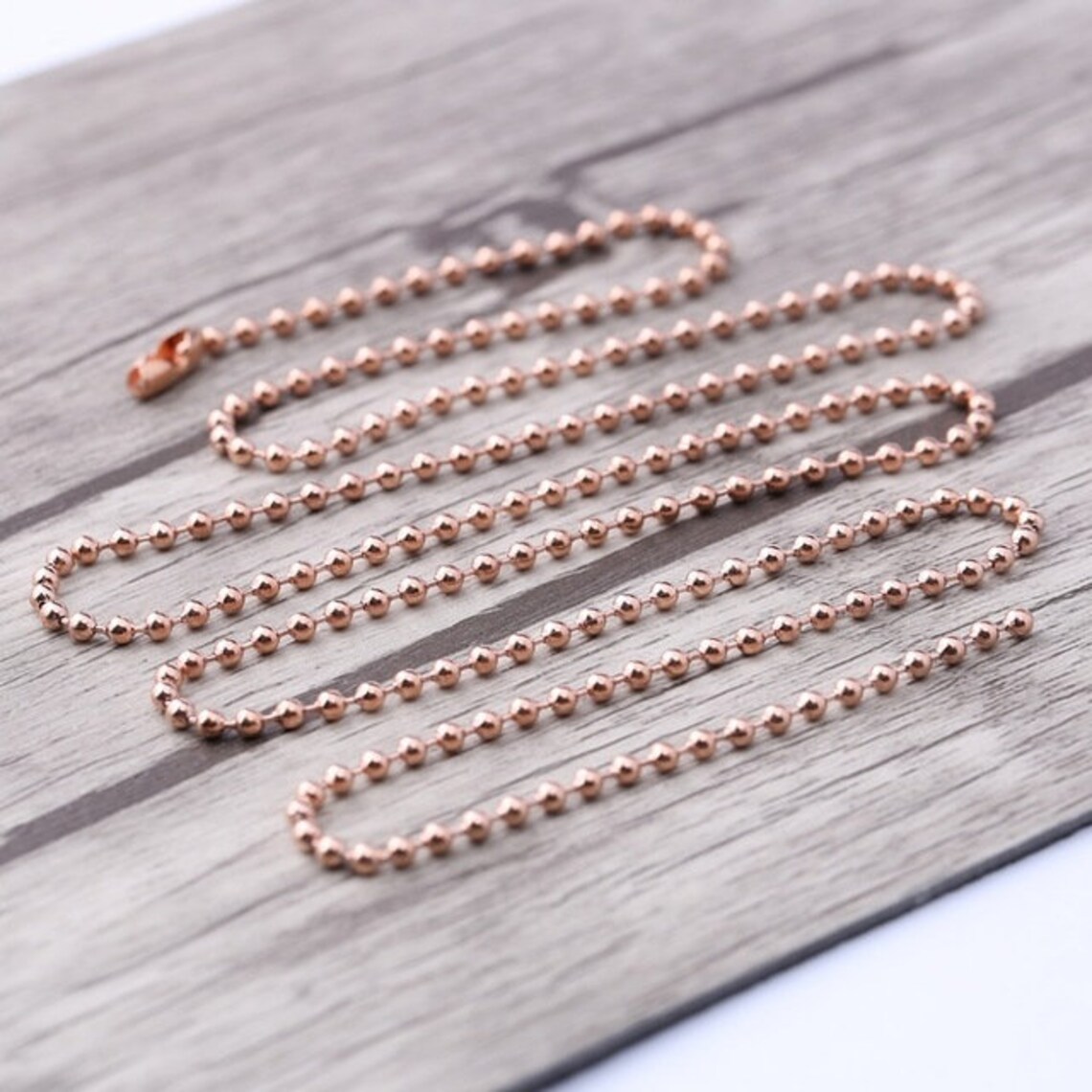 2.4mm pink gold ball chain necklace with 70cm clasp | Etsy