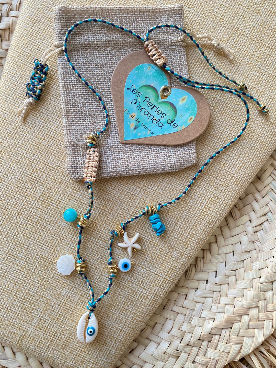 Collier grigri bohème summer cordon tresse coquillage bon - Etsy France