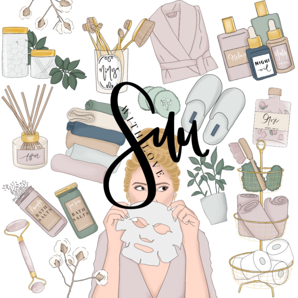 Relax Spa Night Self Care Digital Clipart - Etsy