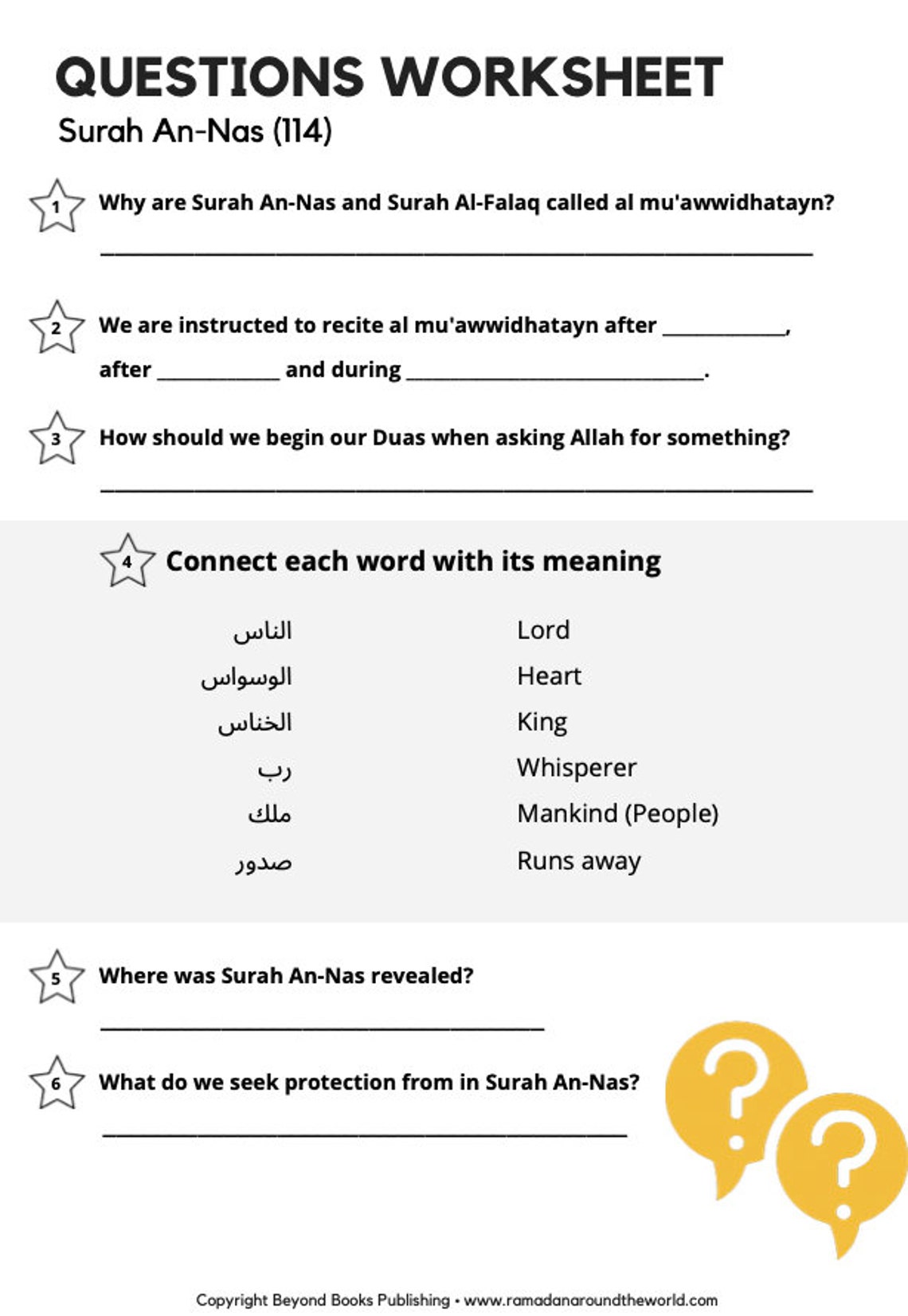 Quran Surah An-nas Activity Pack | Etsy