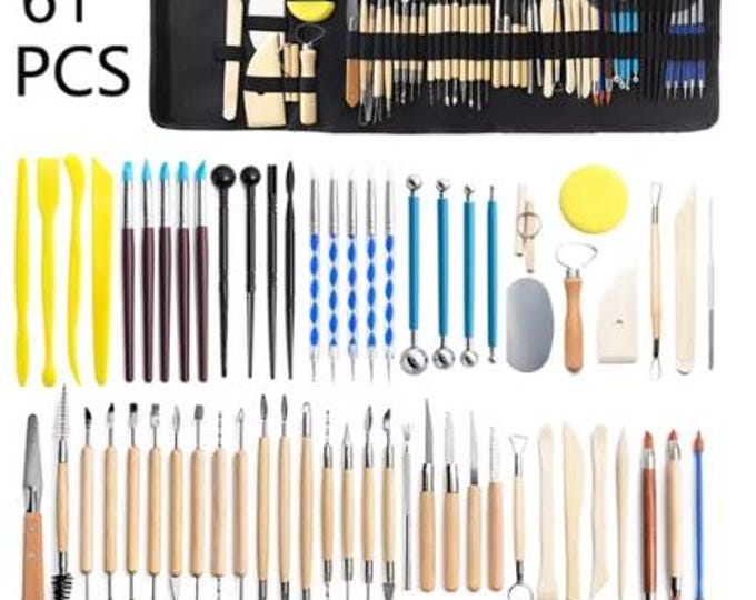 61pcs Pottery Clay Sculpting Tools Pottery Carving Tool Kit With ...