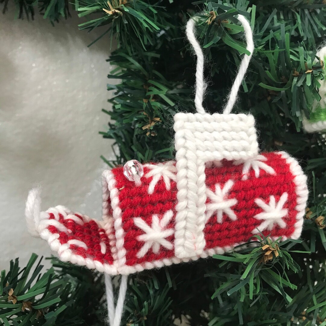 Handmade Plastic Canvas Yarn Snowflake Christmas Tree Ornament - Etsy