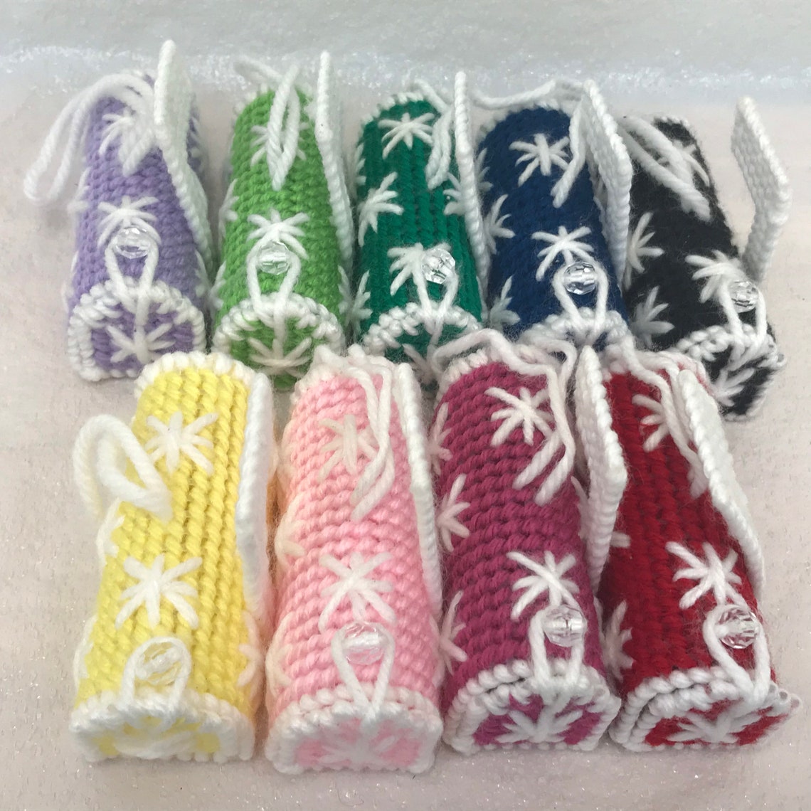 Handmade Plastic Canvas Yarn Snowflake Christmas Tree Ornament | Etsy