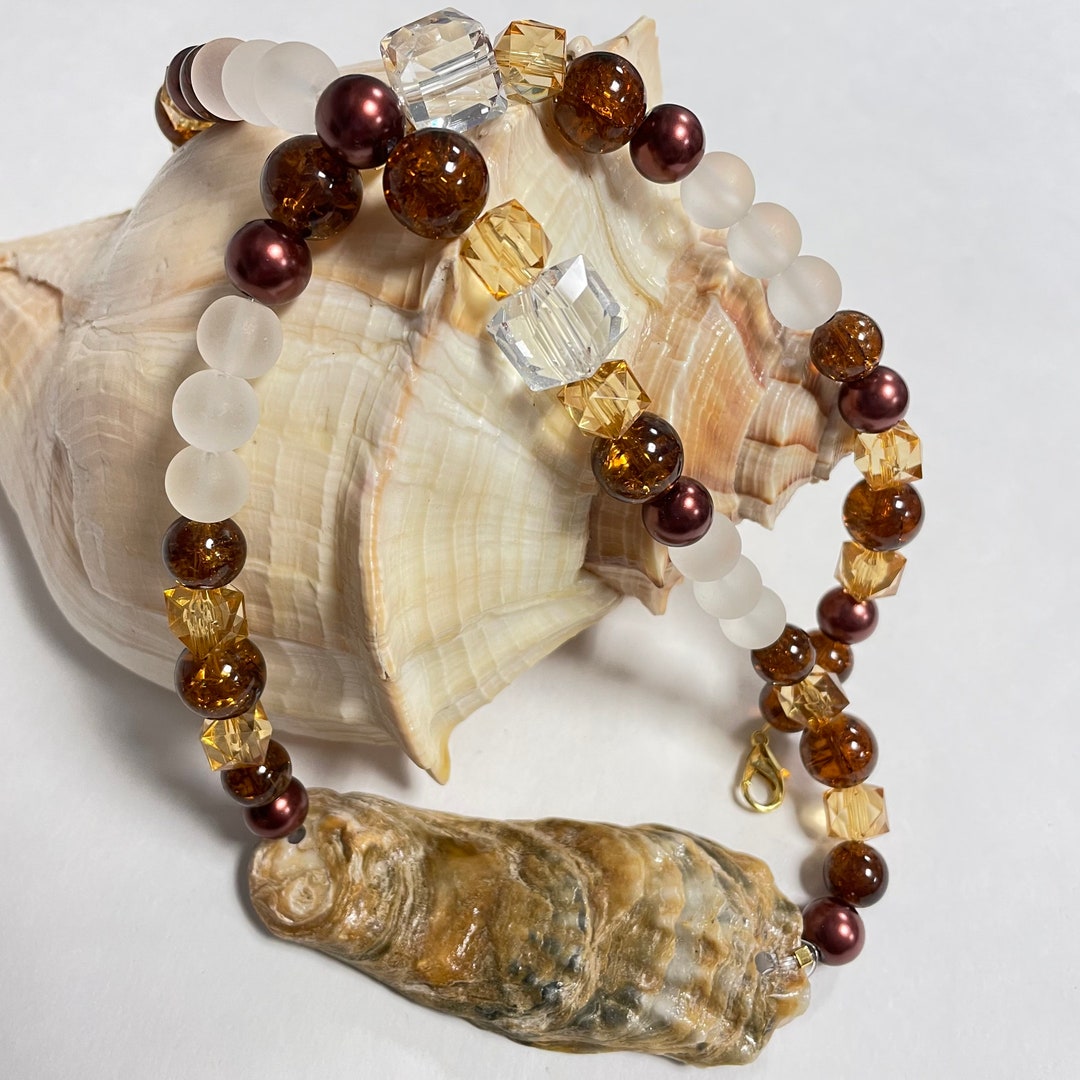 Real Seashell Necklace With Beads, Artisan Handmade, Beach Jewelry ...