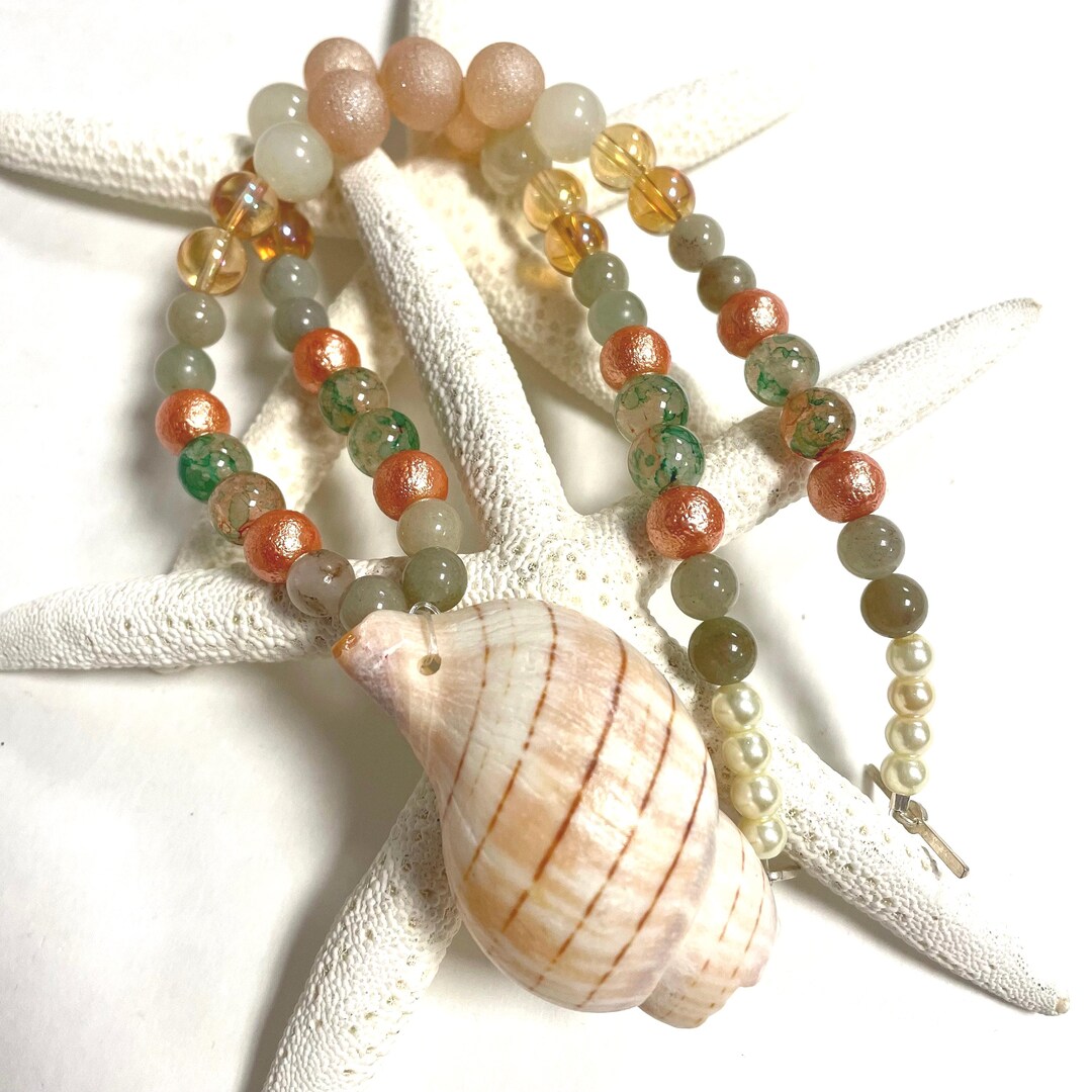 Real Seashell Necklace With a Florida Banded Tulip, Iconic Coastal ...