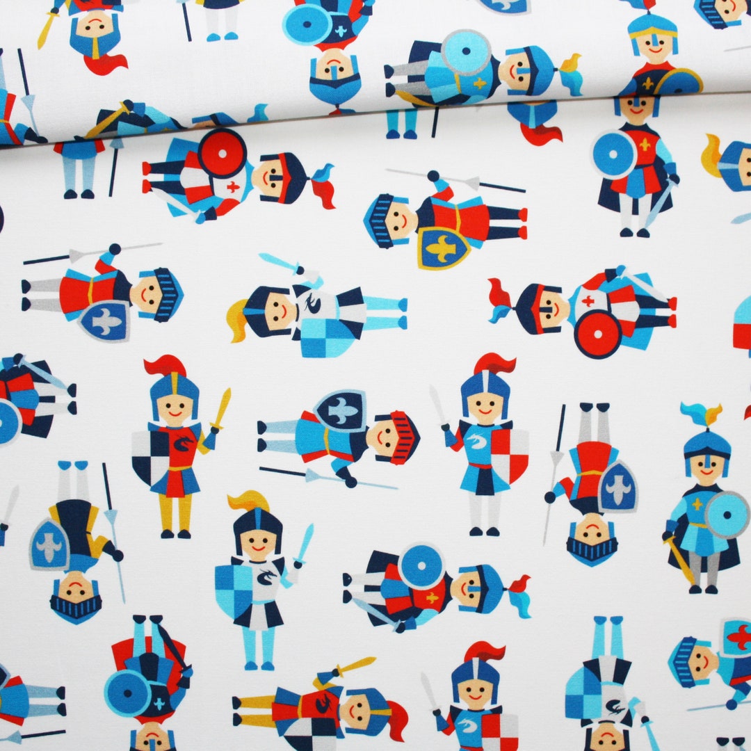 Knights Fabric on a White Background in PREMIUM Oeko Tex Printed Cotton ...