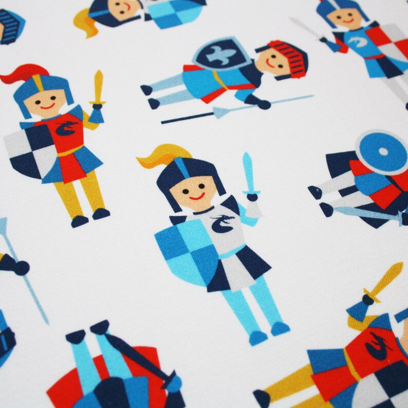 Knights Fabric on a White Cotton Printed Background PREMIUM - Etsy