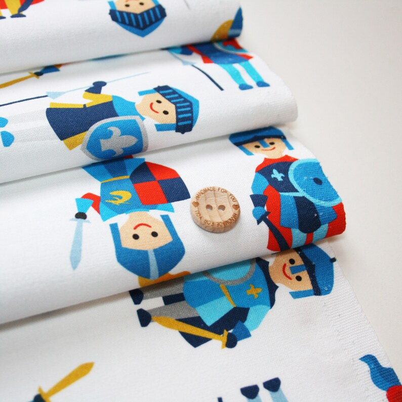 Knights Fabric on a White Cotton Printed Background PREMIUM - Etsy