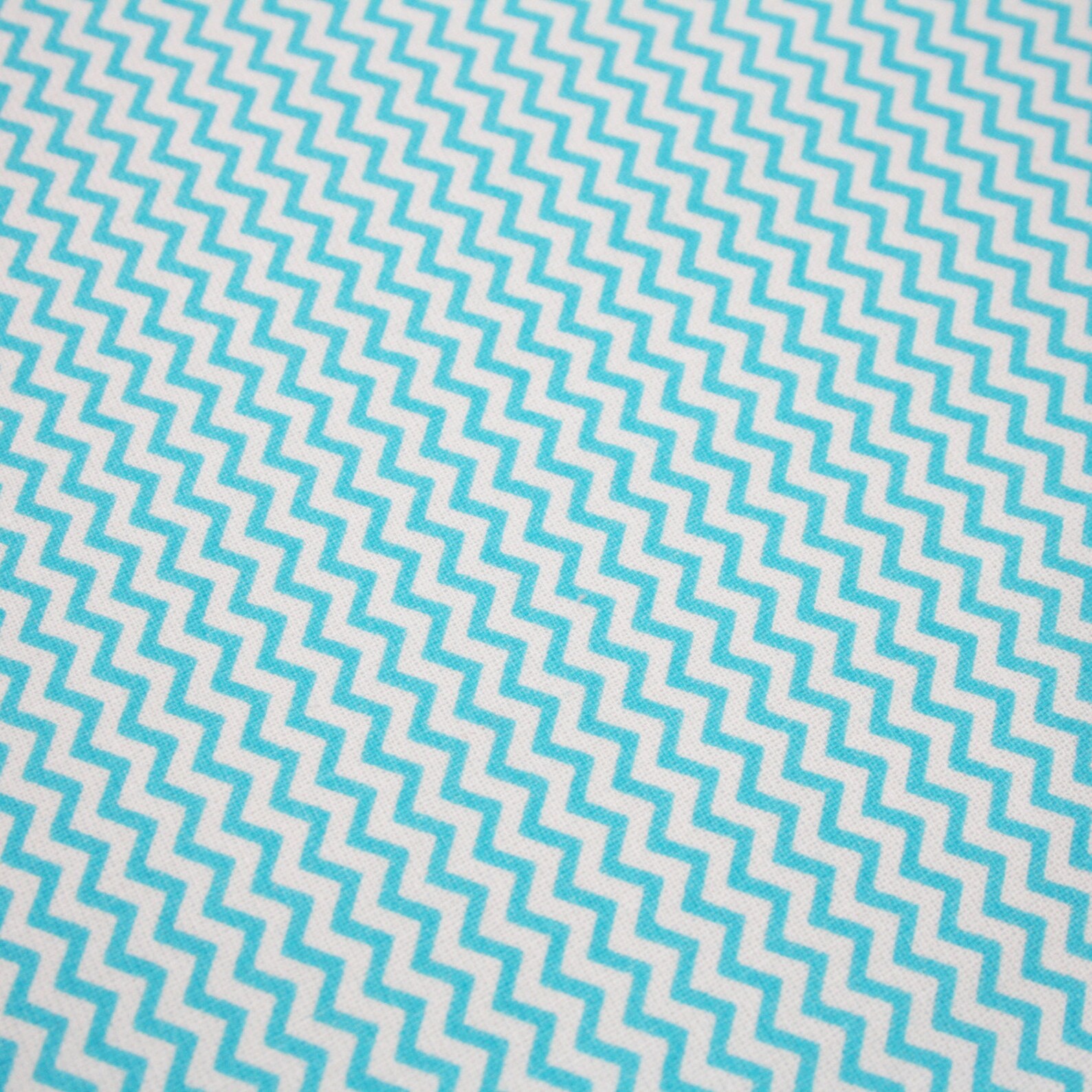 Turquoise and White Mini Chevron Fabric in Printed Cotton Oeko Tex - Etsy