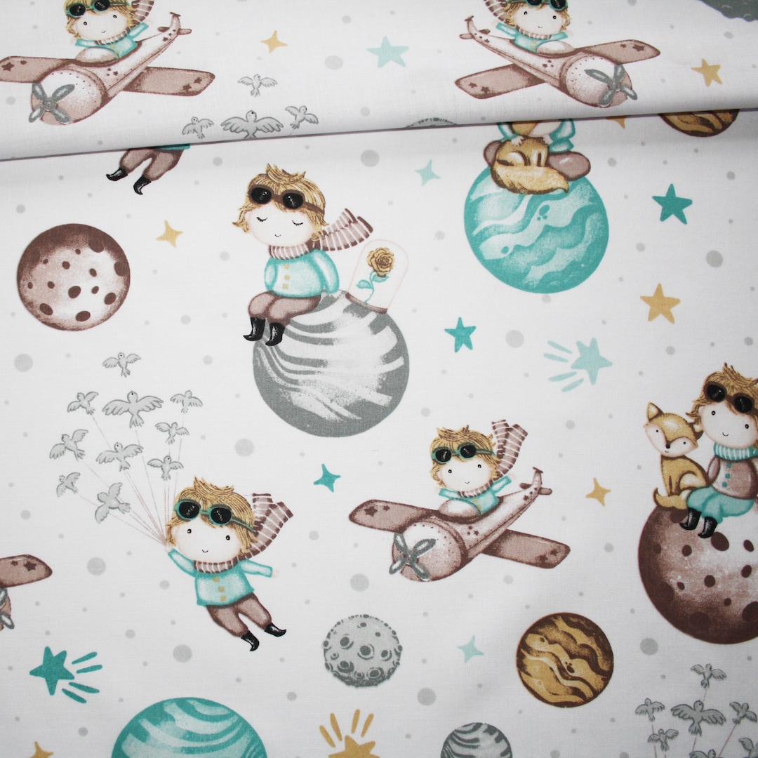 Little Prince Fabric on a White Background in Oeko Tex Printed Cotton ...