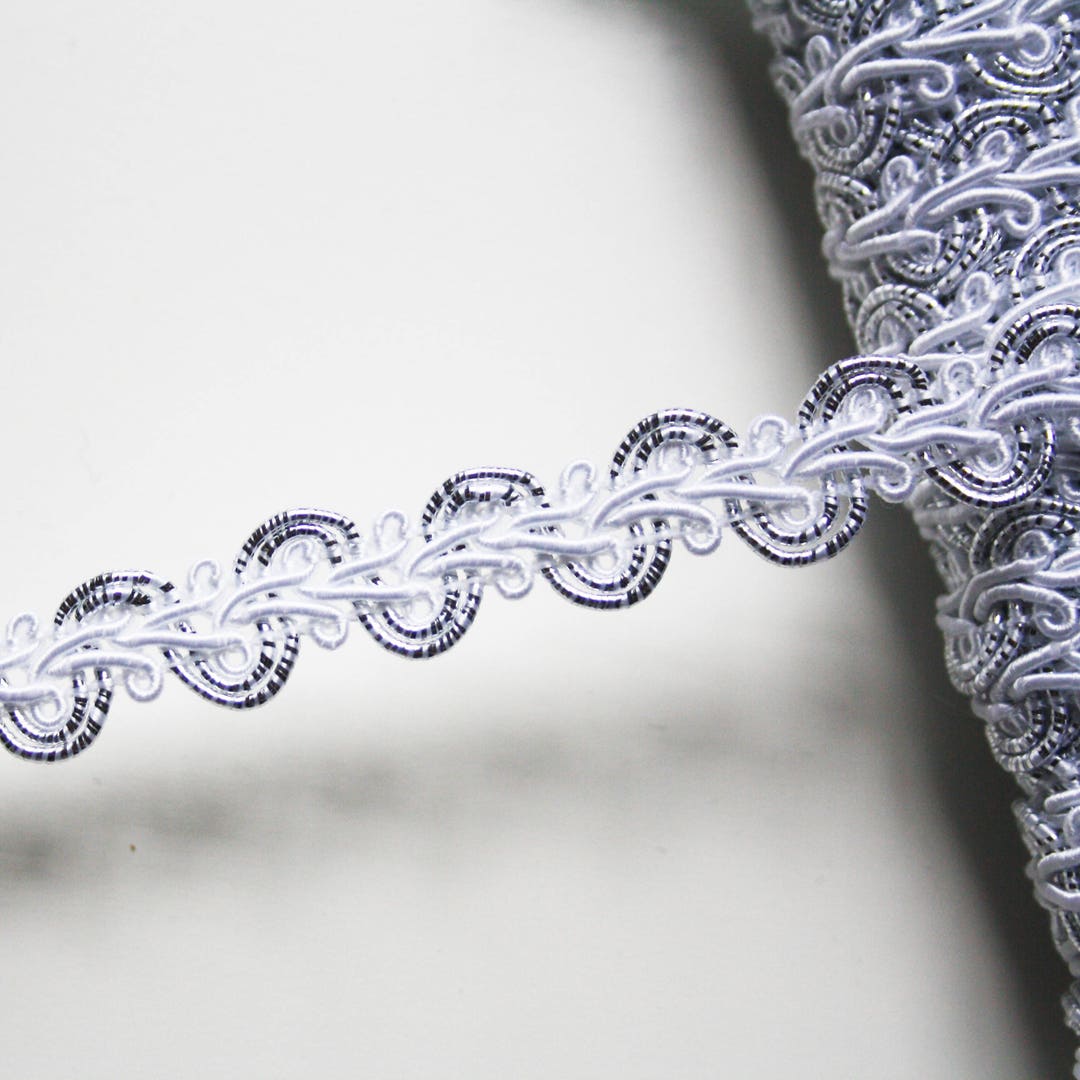 White and Silver Braid 14 Mm, Passementerie Braid, 1 M, Silver Ribbon ...