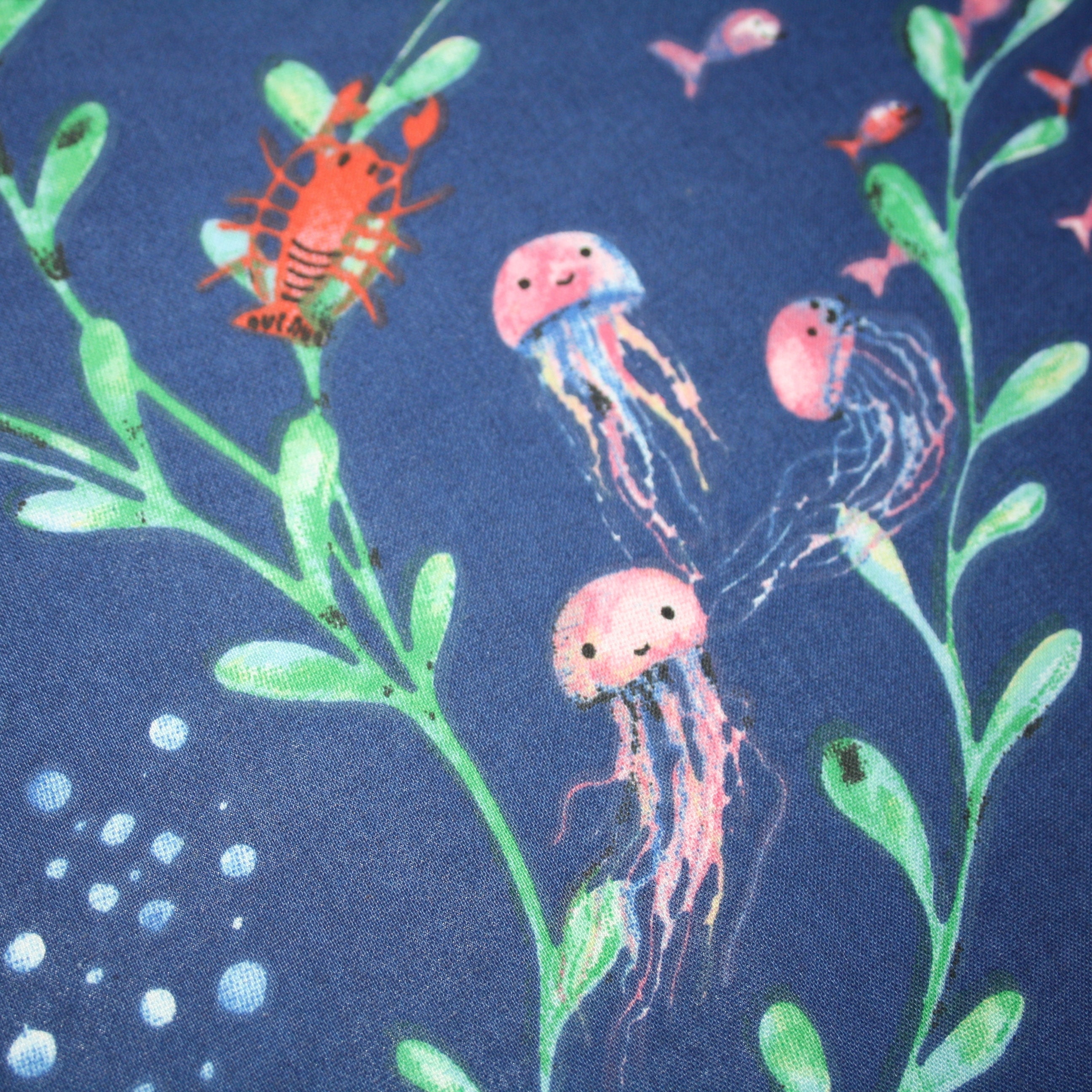 Underwater World Fabric on a Navy Blue Background in Cotton - Etsy Canada