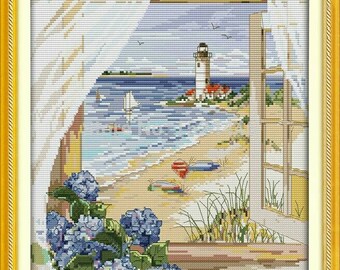 Beach cross stitch | Etsy