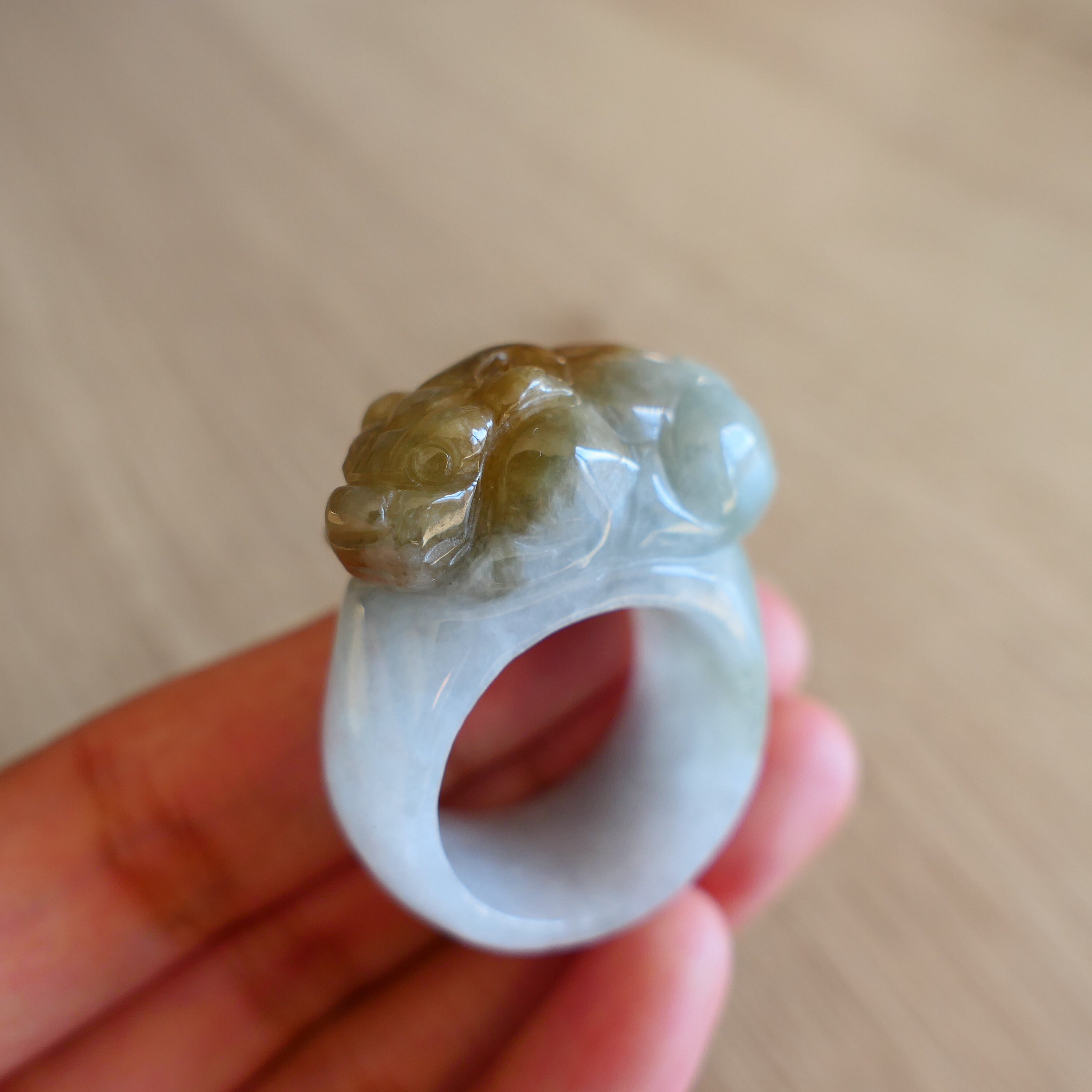 Jinxiu Red Jade Gold Pixiu Wealth Heart Mantra Ring1pcs-silver 【ご予約品】