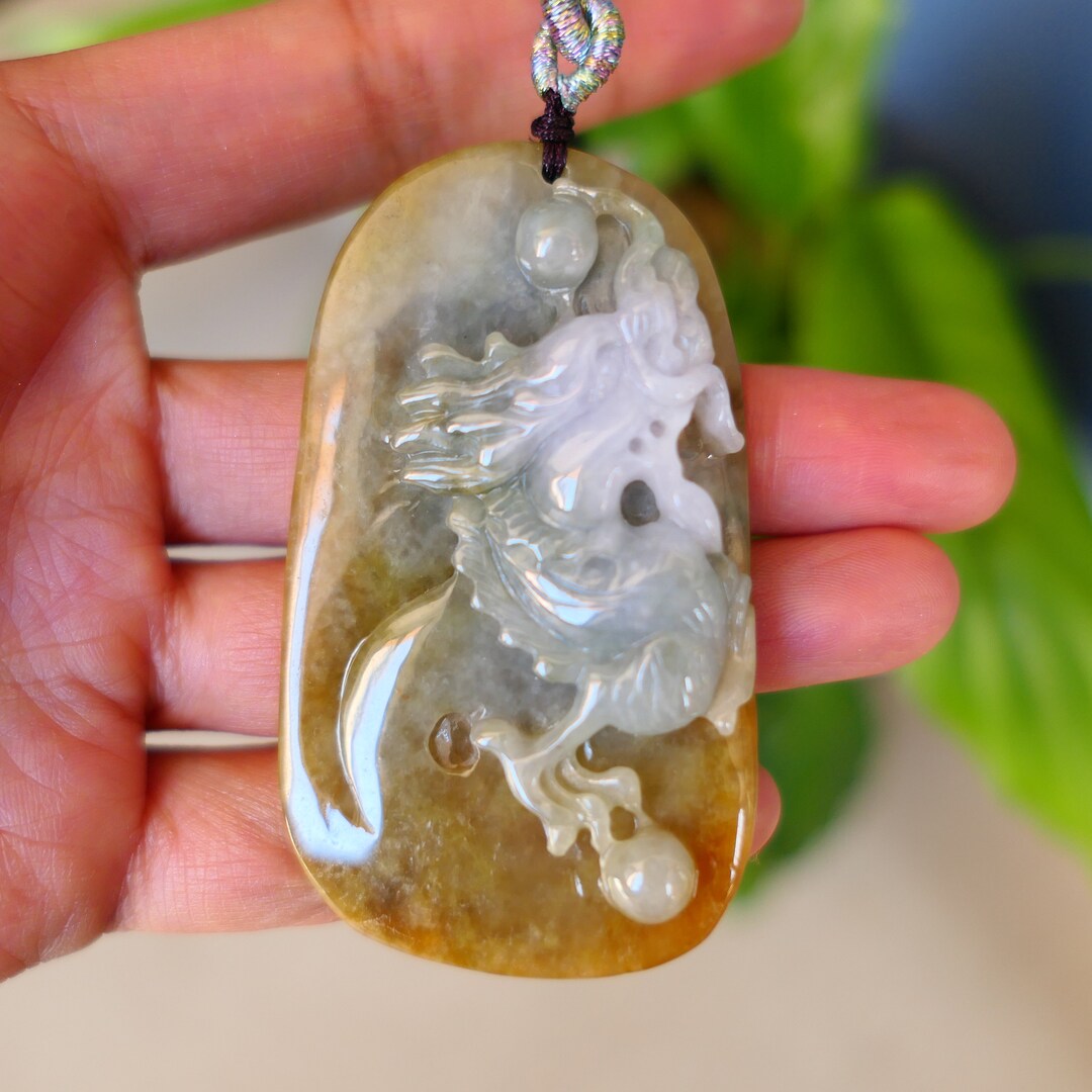 Natural Grade A Jadeite Dragon Pendant From Burma, With Certificate ...
