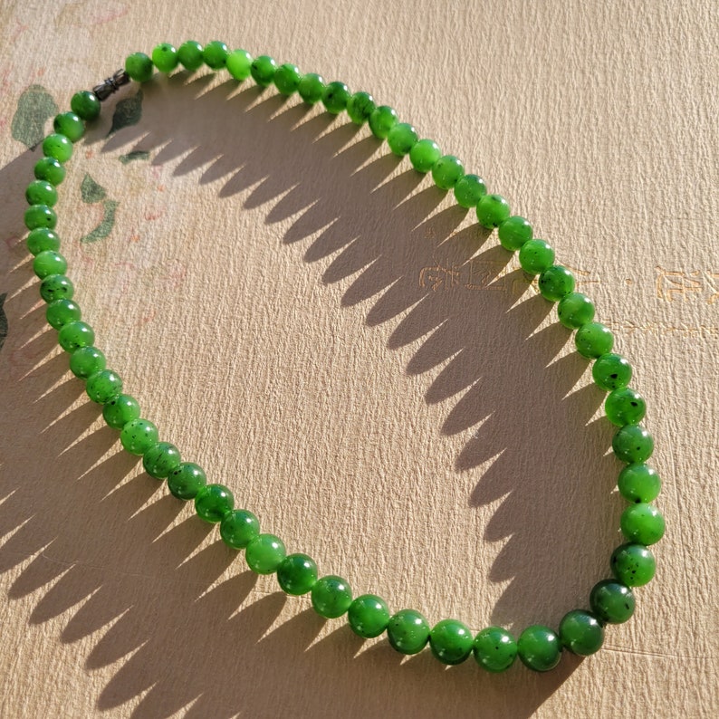Collier Perles De Jade Vert Naturel 8 Mm, Néphrite De Sibérie, Jade ...