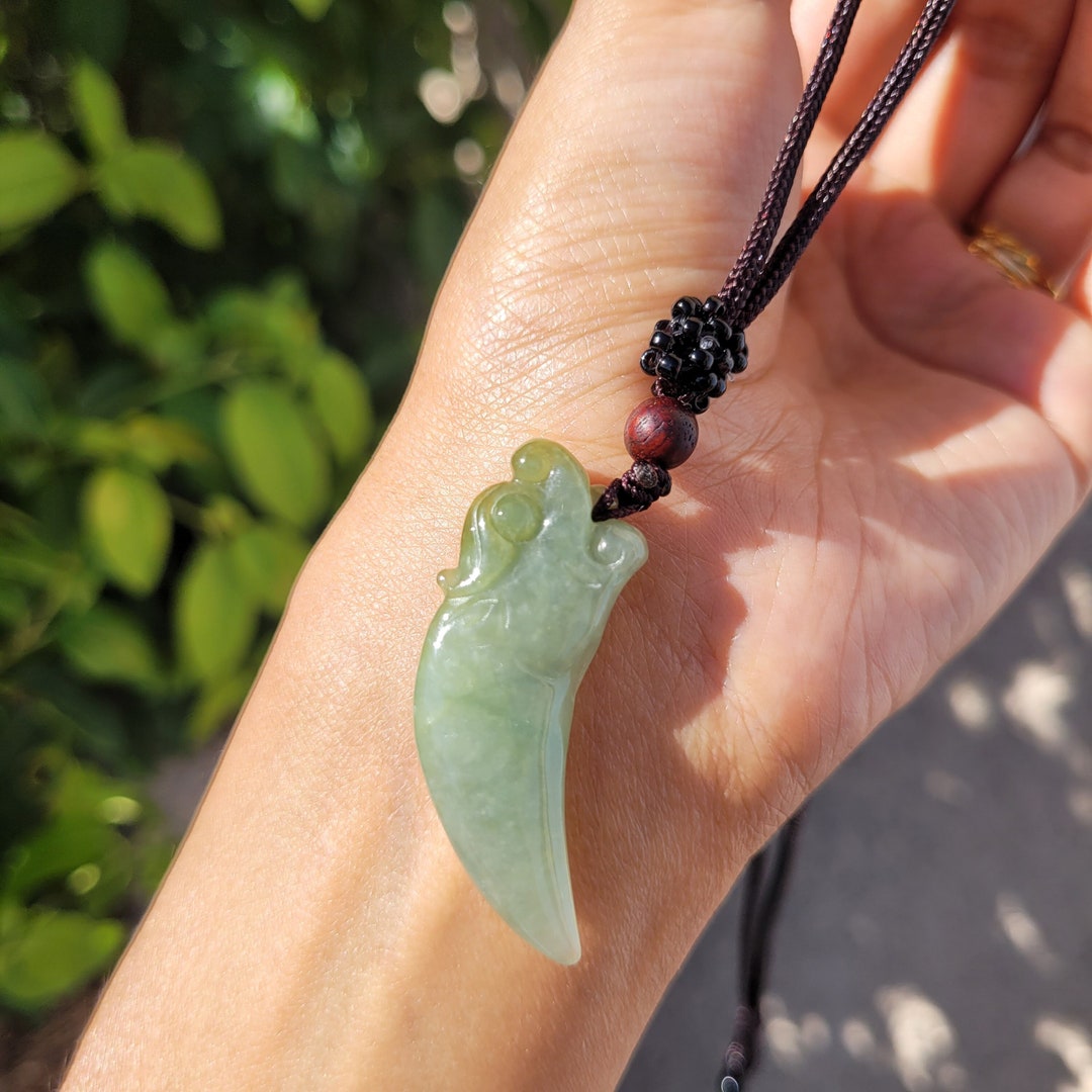 Lucky Dragon Tooth Pendant in Natural Grade A Jadeite From Burma, With ...