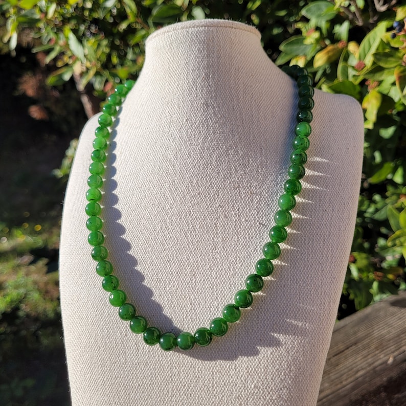 Collier Perles De Jade Vert Naturel 8 Mm, Néphrite De Sibérie, Jade ...