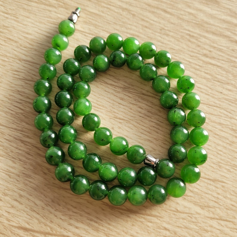 Collier Perles De Jade Vert Naturel 8 Mm, Néphrite De Sibérie, Jade ...