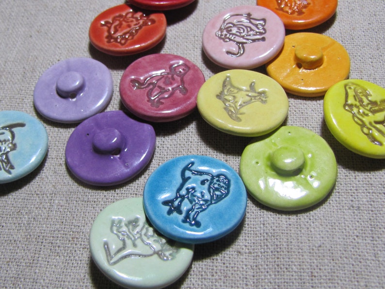 Dinosaur, Choice of 1 Handmade Ceramic Button, Sewing, Knitting ...