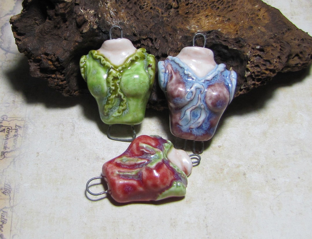 Porcelain Bust, Glamorous Connector Pendant, Choice of 1 Bustier ...