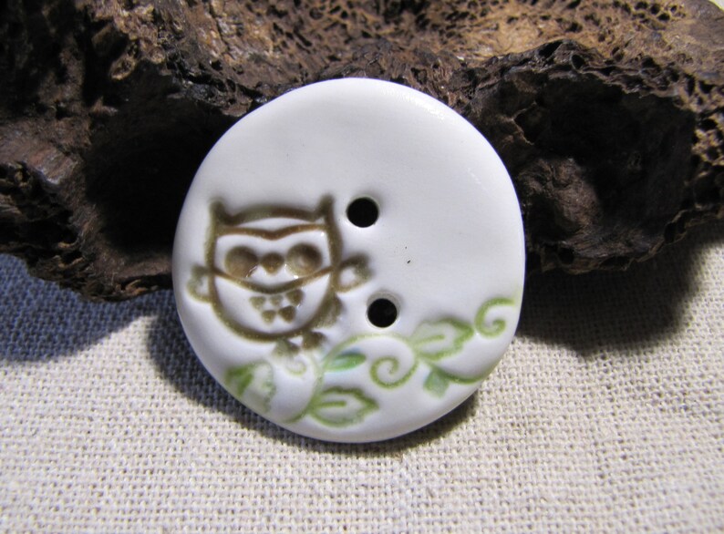 Choose From 1 Owl Button, Porcelain Button, Sewing, Knitting, Crochet ...