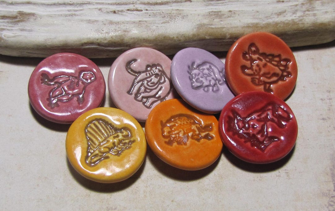Dinosaur, Choice of 1 Handmade Ceramic Button, Sewing, Knitting ...