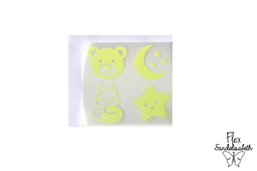 Set of Phosphorescent Baby Motifs Applied to Iron-on Flex Textile ...