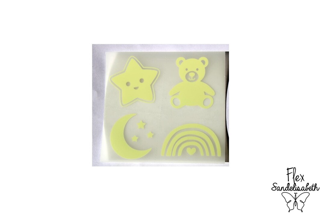Set of Phosphorescent Baby Motifs + Color Applied Iron-on Flex Textile ...
