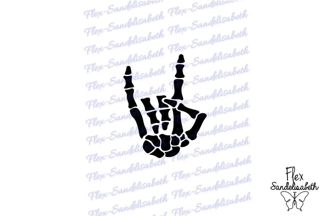 Rock Skeleton Metal Music Sign Applied Flex Thermoadhesive Color and ...