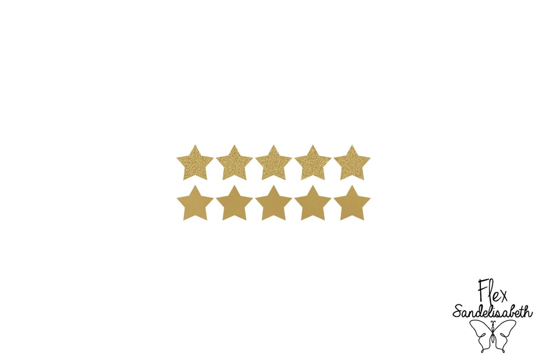 10 Iron-on Stars 1 Cm or 2 Cm Gold Tone Applied Flex Textile Transfer ...