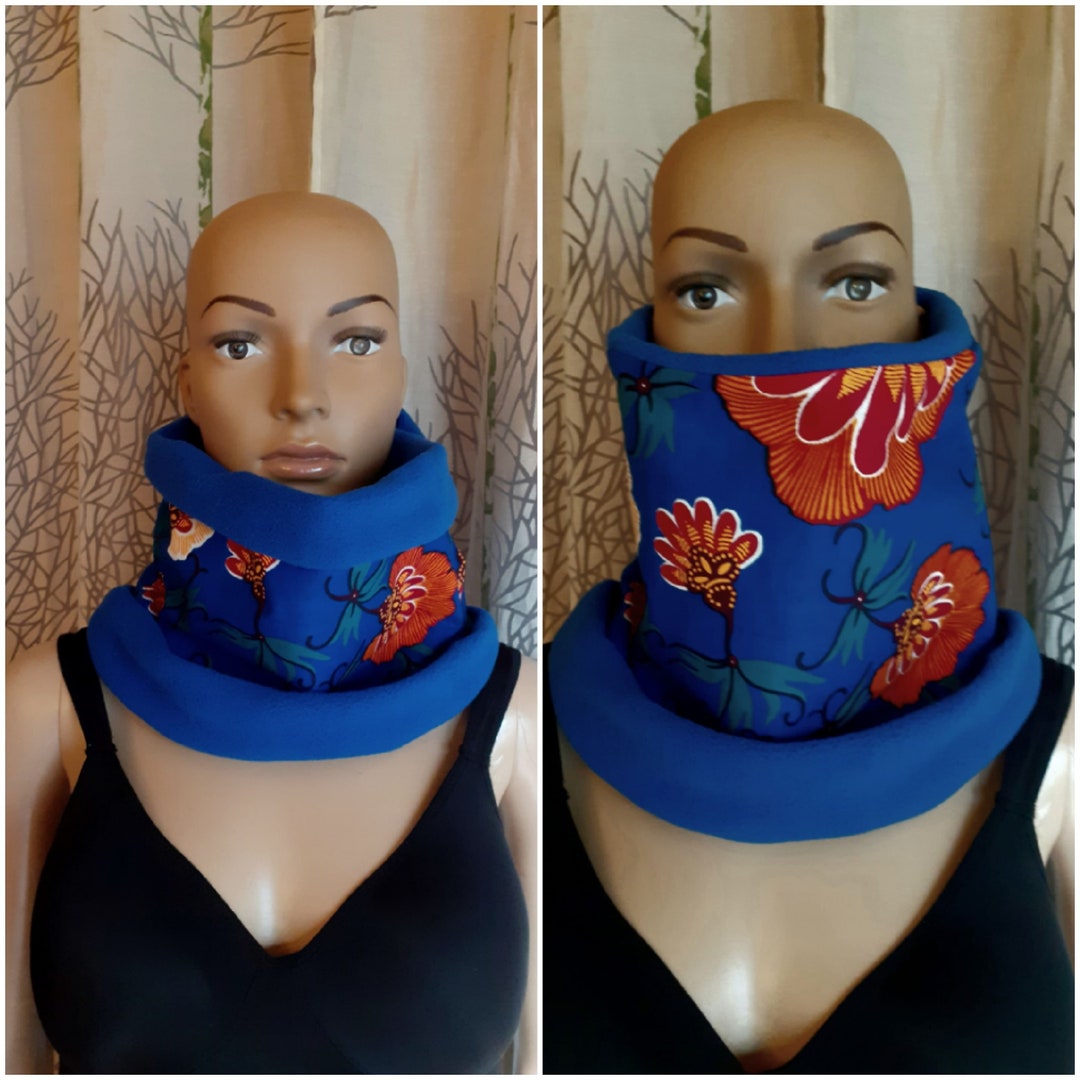SENT RAPIDE Snood Neck, Blue Polar Scarf and African Wax. - Etsy