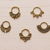 Ornate Filigree Septum Brass Piercing With Natural Star Ruby Stone ...