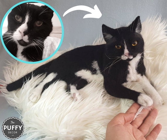 plush cat artist. cat replica life size replica Cat white realistic ...